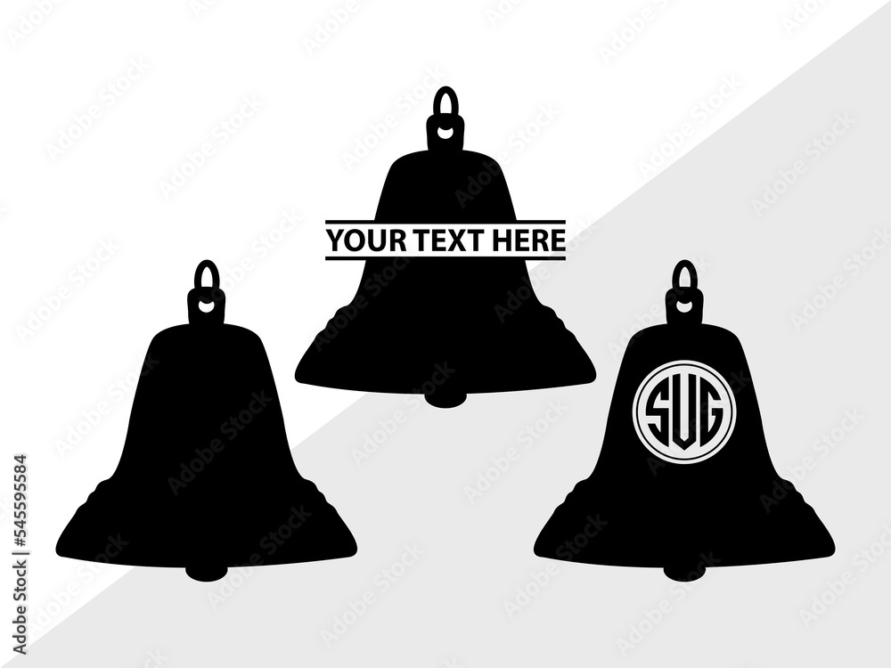 Bells Monogram, Bells Silhouette, Bells Svg, Wedding Bell Svg, Jingle ...