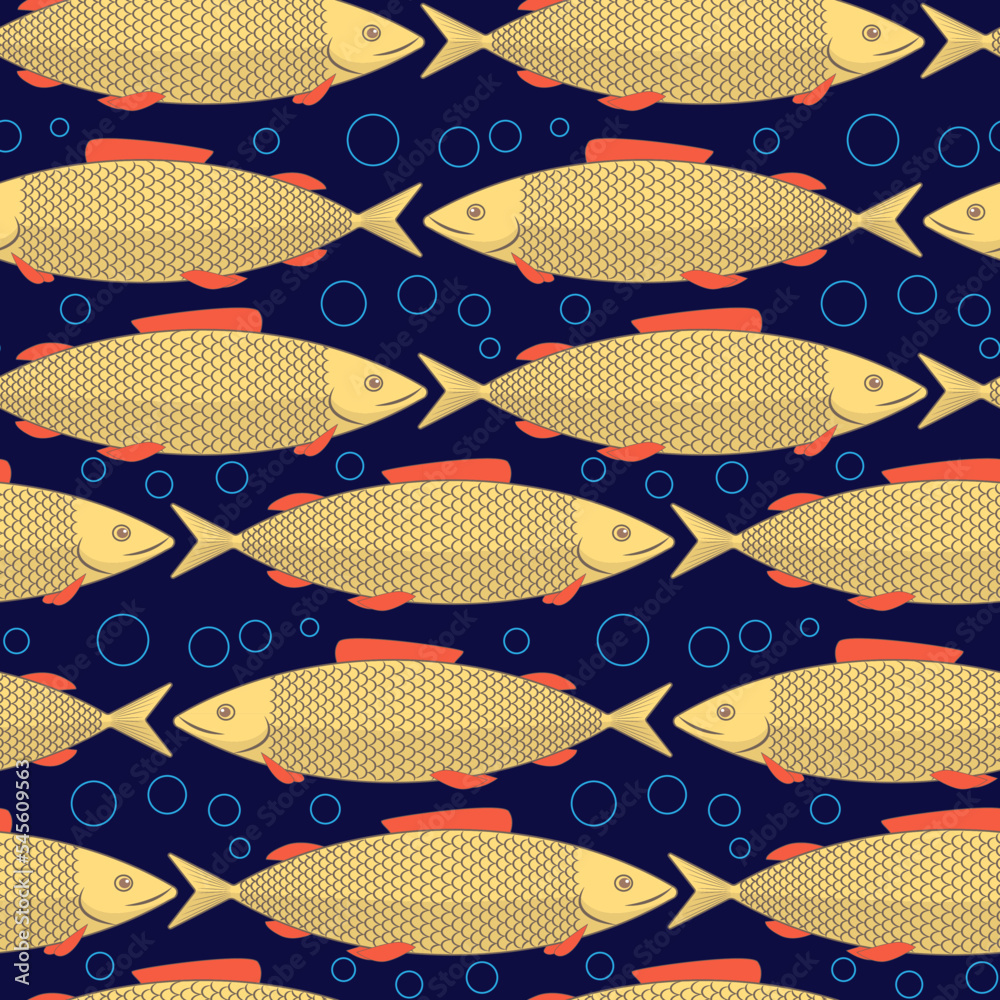 Vektorová grafika „Fish pattern. For print. Picture. Vector school of ...