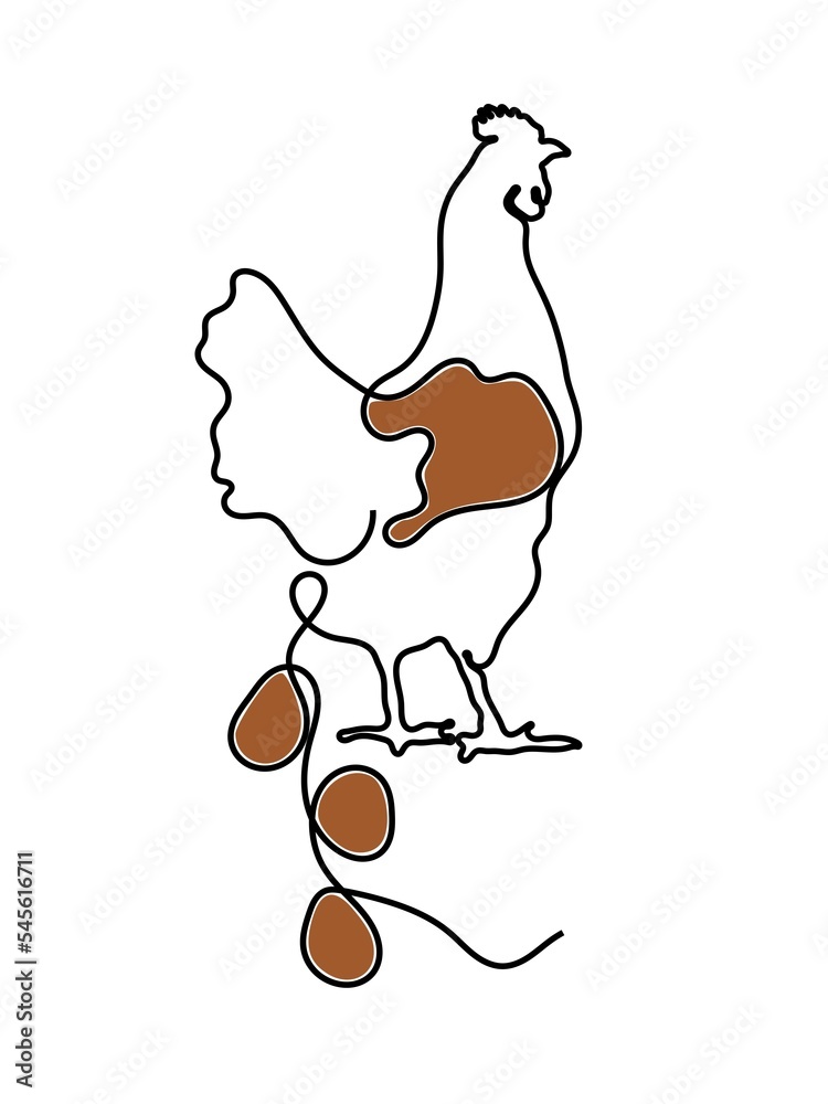 Layer Chicken Simple Line Art Illustration, Image for brochure, catalog ...