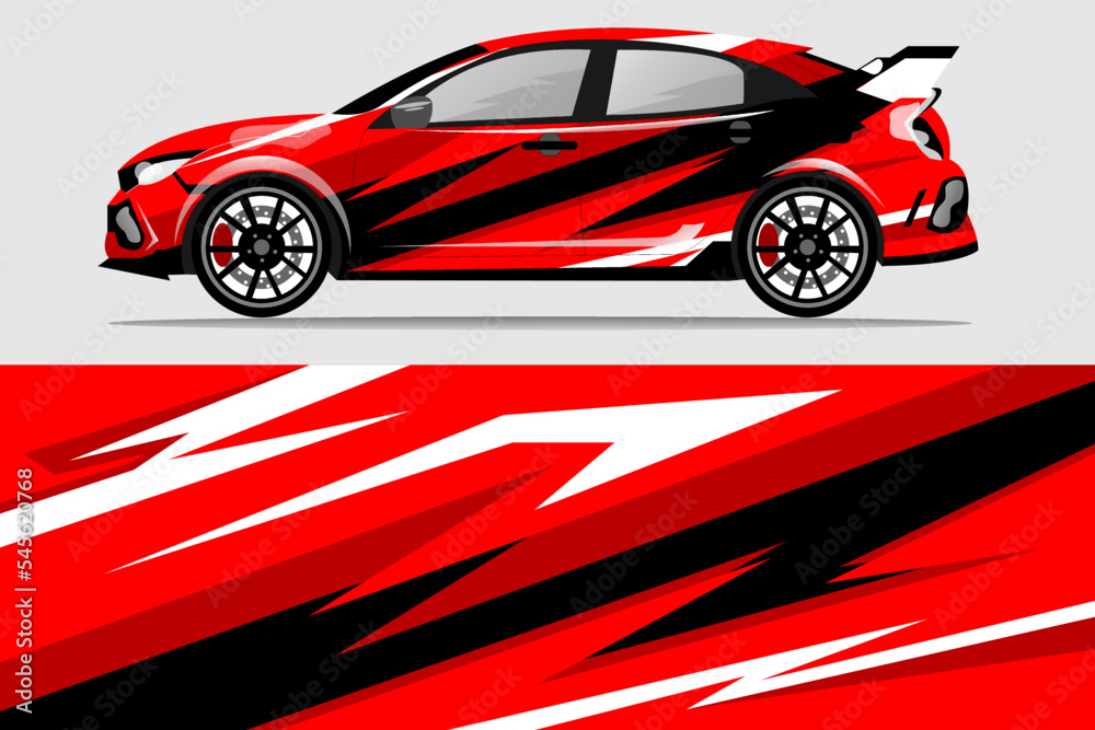Car sticker wrap design. Graphic abstract line racing background kit ...
