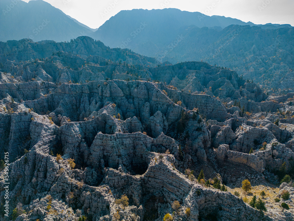 landscapes of wild mountains with fascinating and mystical texture ...