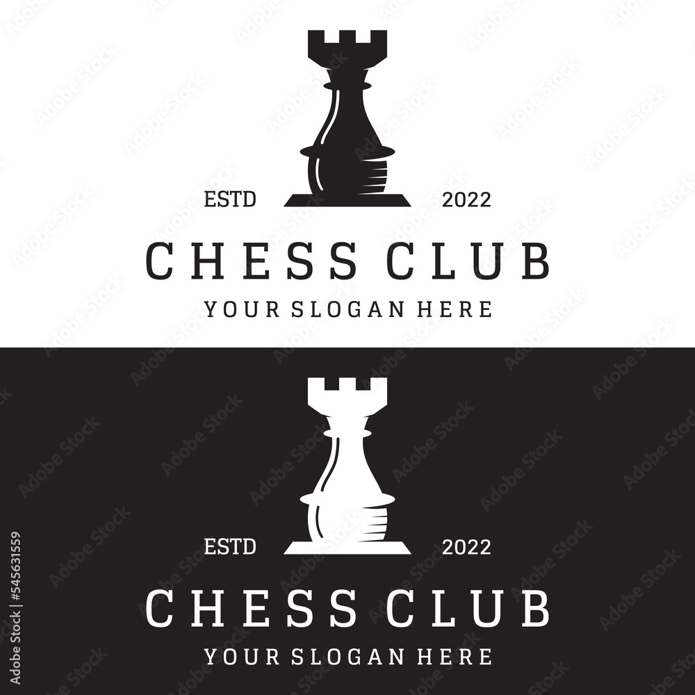 Chess strategy game template logo with kings, pawns and rooks. Logos ...