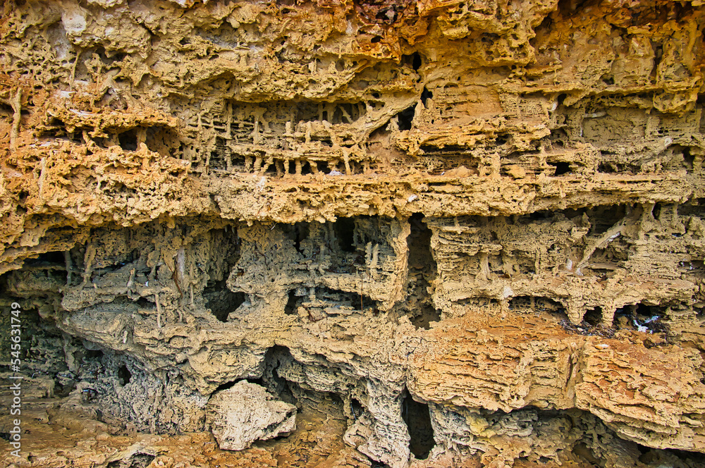Erosion patterns in sandstone, like a mysterious phantasy city in a ...