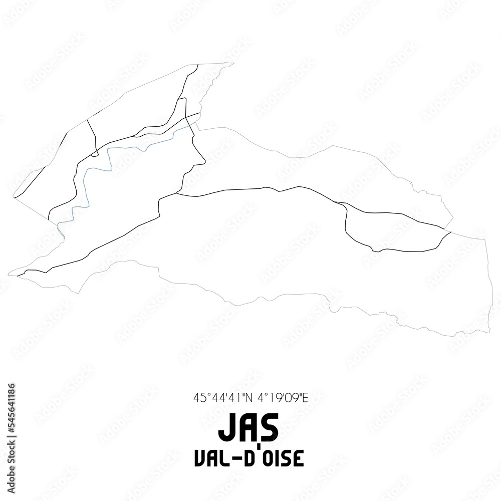 JAS Val-d'Oise. Minimalistic street map with black and white lines ...