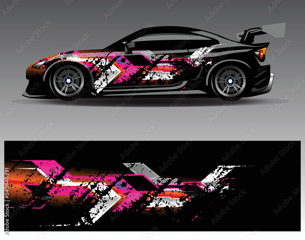 Car wrap decal design vector custom livery race rally car vehicle ...