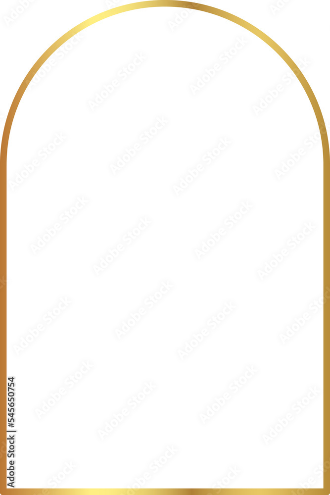 gold arc frame, golden window shape border illustration isolated on ...