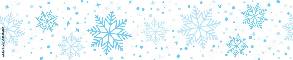 snowflake seamless border, repeat backdrop with blue snowflake and star ...
