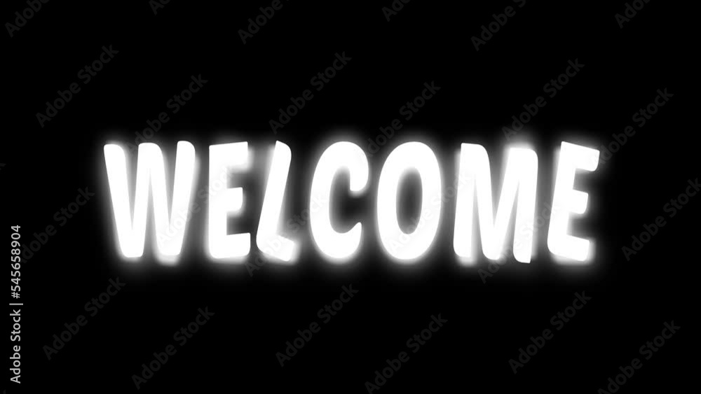 welcome animation. motion pops, wiggles and disappears, with white ...