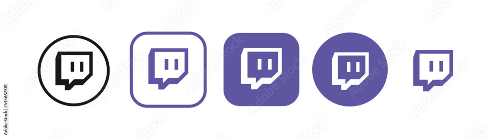 Set of vector Twitch social network icons on transparent background ...