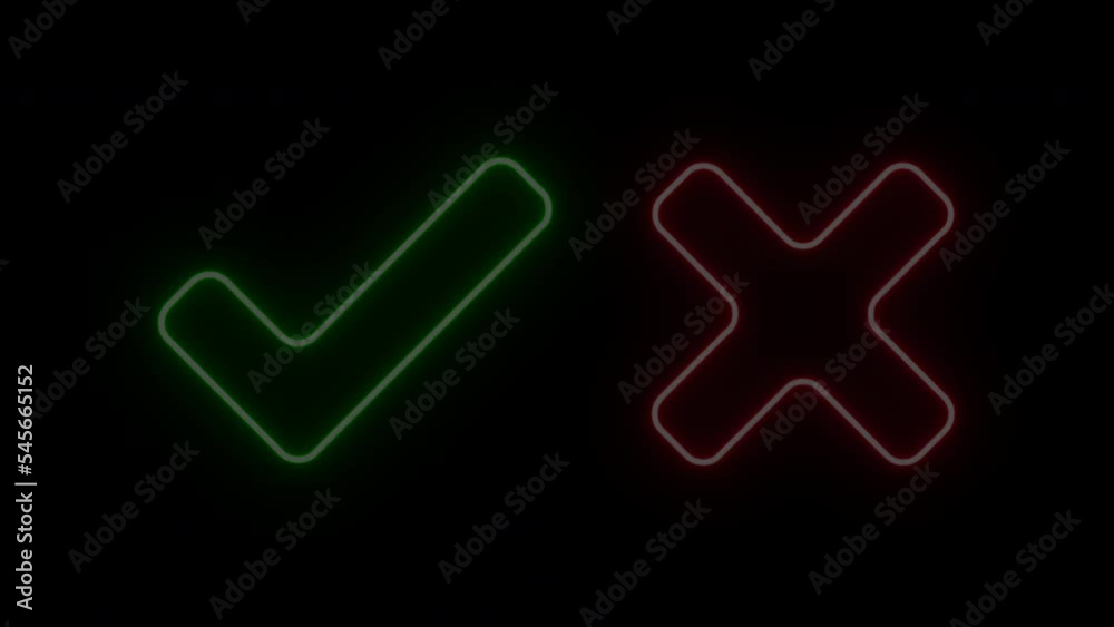 Glowing Neon Animated True and False symbols accept rejected for ...