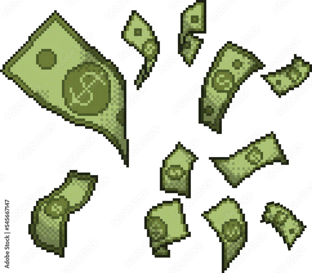 dollar flying money pixel art Stock Vector | Adobe Stock