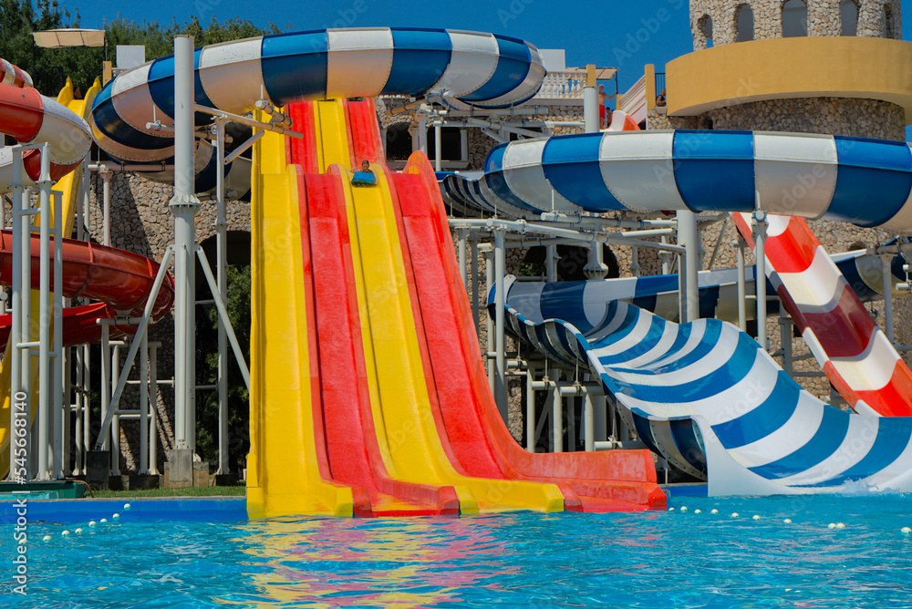 Water park for adults and children with water slides and pools for ...