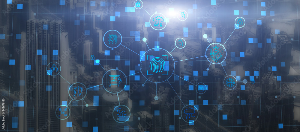 Fingerprint Cyber Security Data Protection concept. Biometric ...