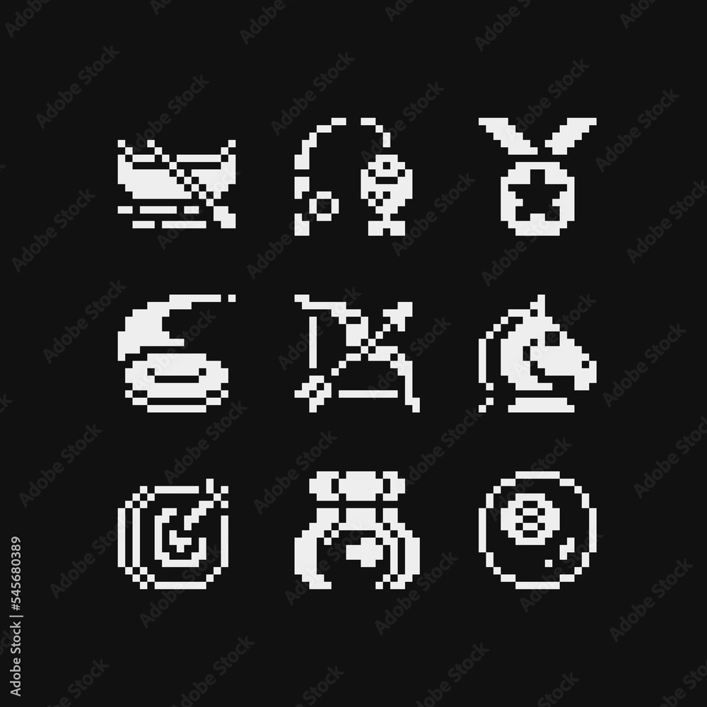 Vektorová Grafika „sport Emoji Pixel Art Icons Set Winners Trophy
