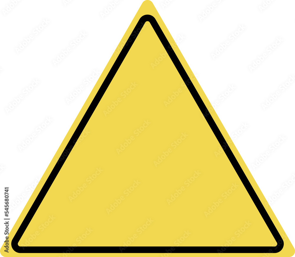 Blank yellow triangle safety industrial and traffic sign, empty warning ...