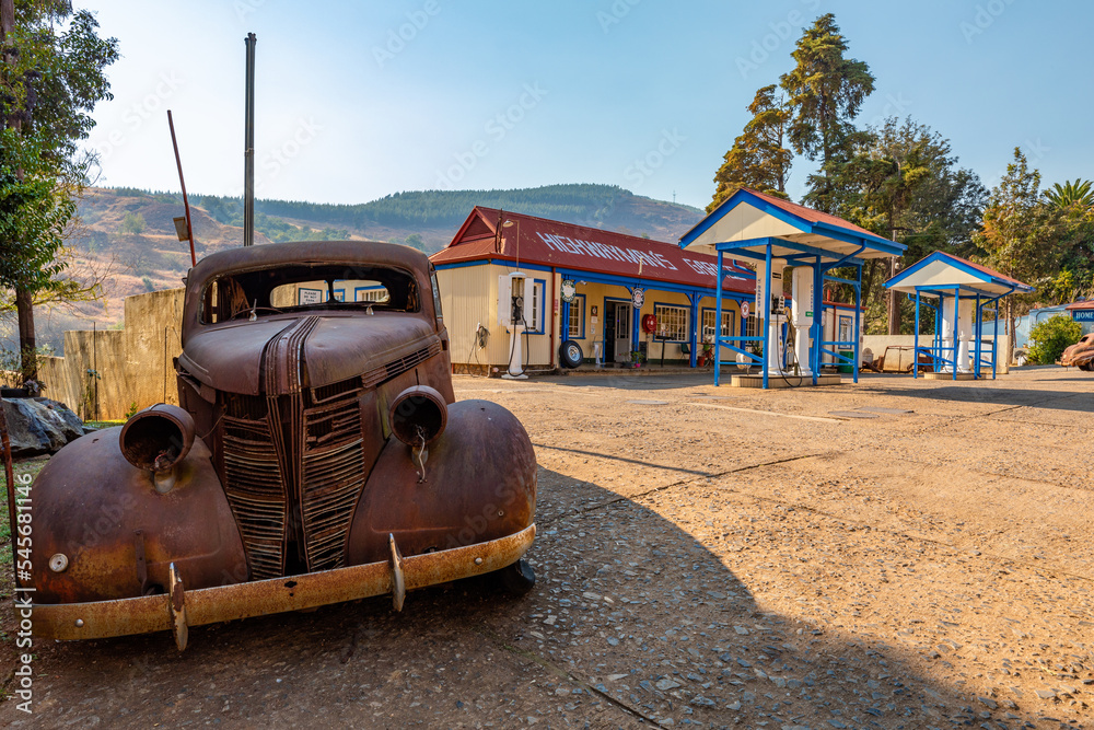 An old gas station in the museum city Pilgrim's Rest, a historic gold ...