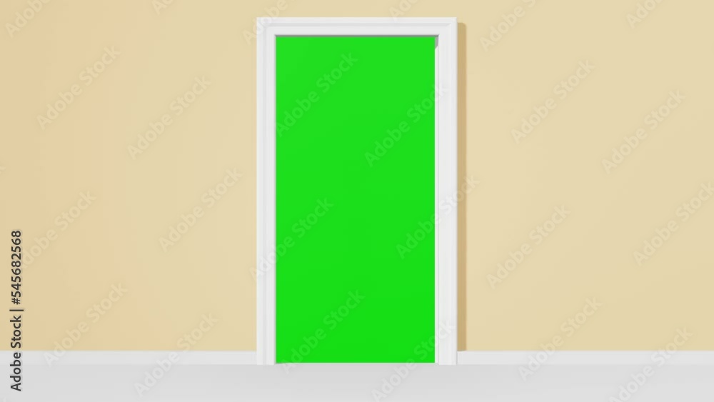 Opening the door to the outside, Green screen behind the door, Door ...
