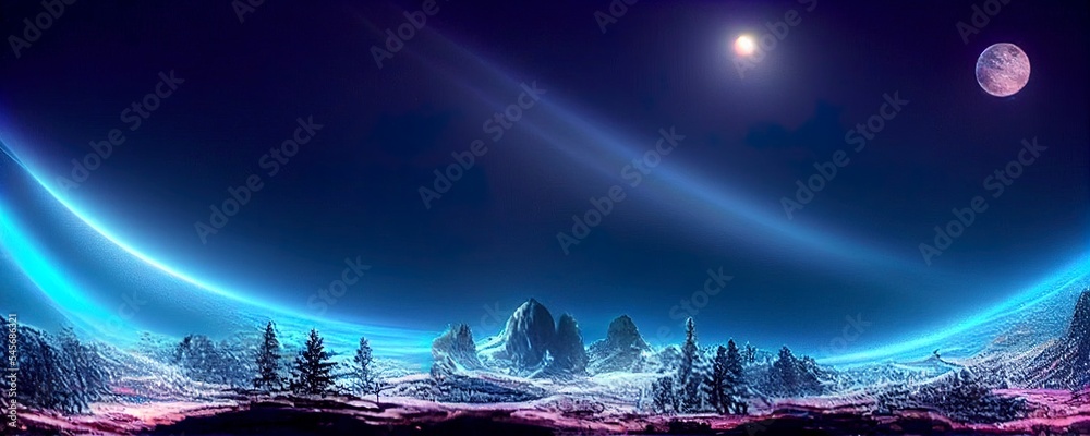 Fantasy outer space background with moon. Outer space abstract backdrop ...