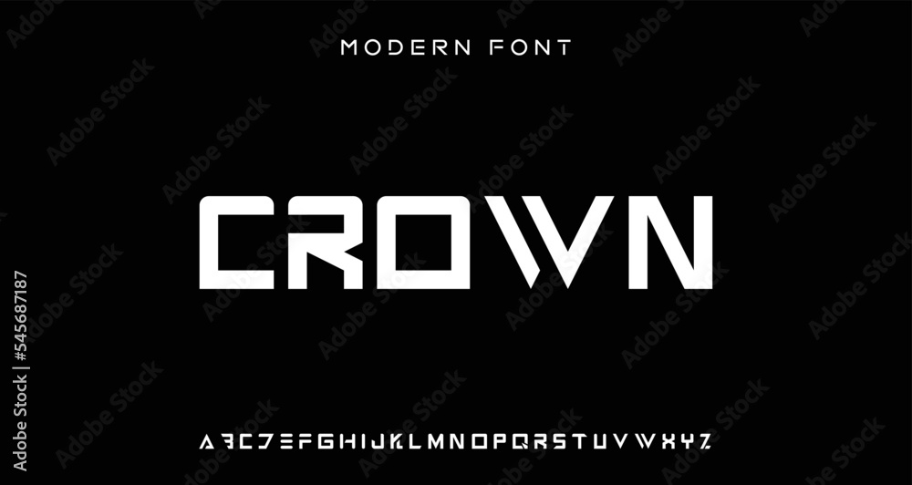 CROWN Tech alphabet letters font. Minimal Lettering Fashion Typo Font ...