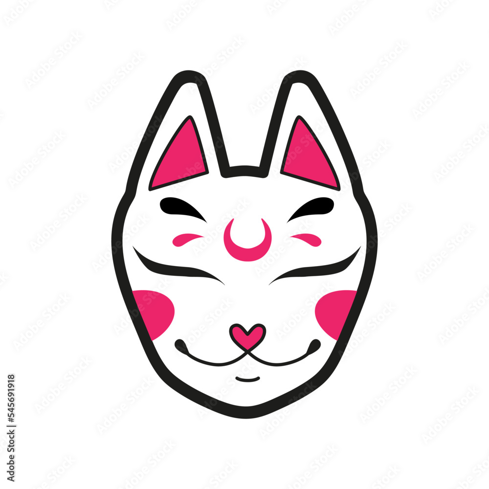 Cute isolated kitsune mask vector illustration on white background ...