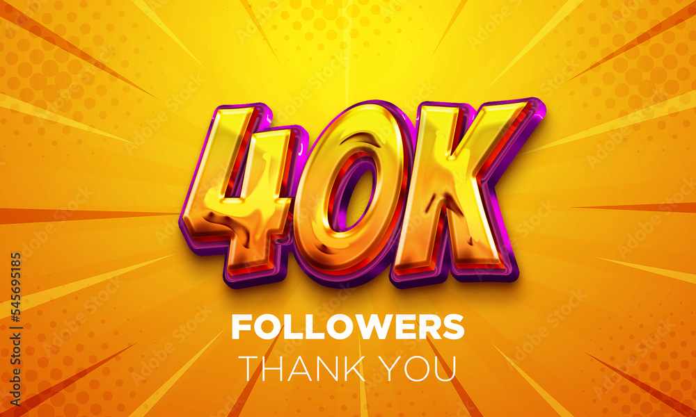 40k followers celebration. Social media achievement poster. Followers ...