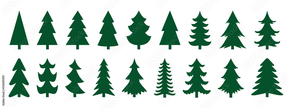 Collection of a Christmas trees shapes. Illustration on transparent ...