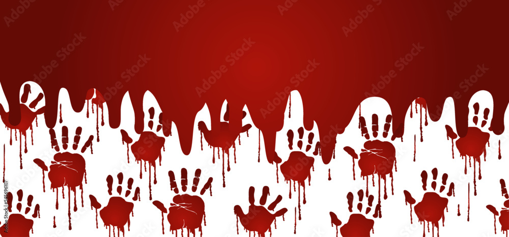 Handprint. Red, bloody hand print. Dead, blood, horror and dirty red ...