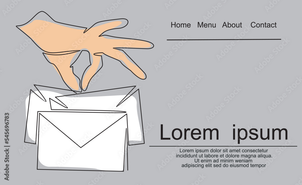 continuous line drawing of hand holding an envelope. Can used for logo ...