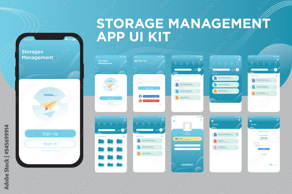 Storage Management App Ui Kit Template Stock Vector | Adobe Stock