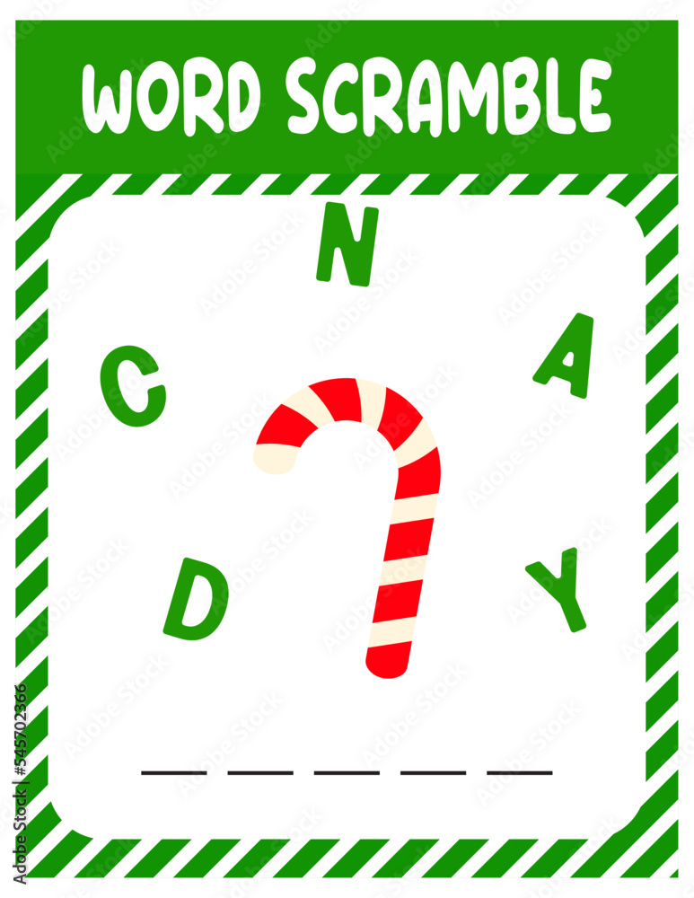 Candy Word scramble . Educational game for kids. English language ...