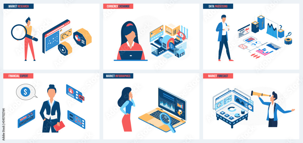 Data processing for market research, currency exchange, trade ...