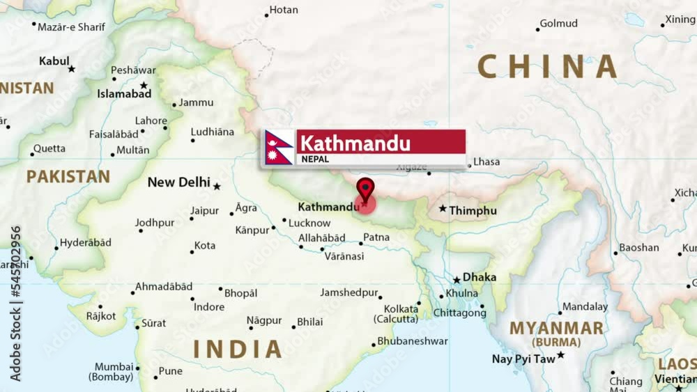Kathmandu, Nepal - Kathmandu Map, Nepal Map Animation Stock ビデオ | Adobe ...