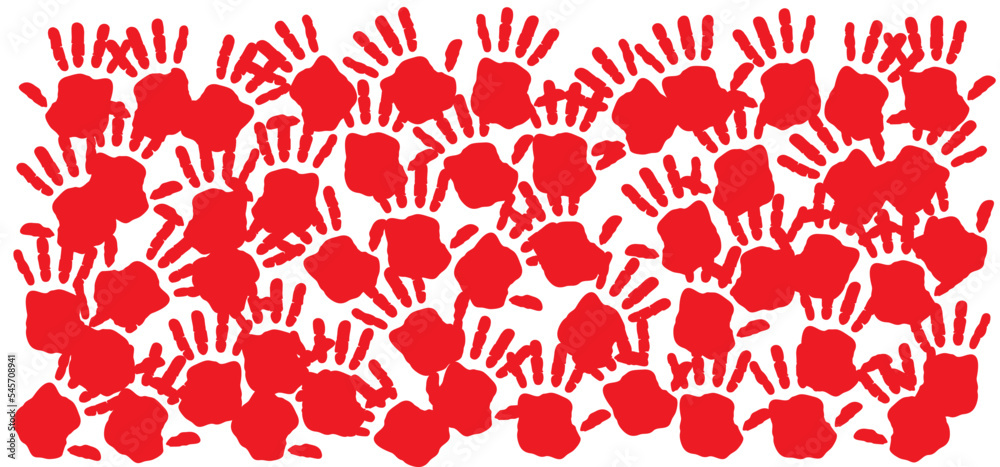 Handprint. Red hand day. Paint hand or handprint silhouette. February ...