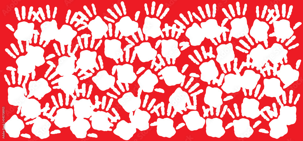 Handprint. Red hand day. Paint hand or handprint silhouette. February ...