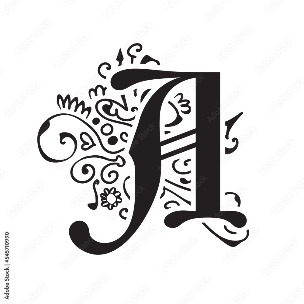 Medieval Letter A Stock Vector | Adobe Stock