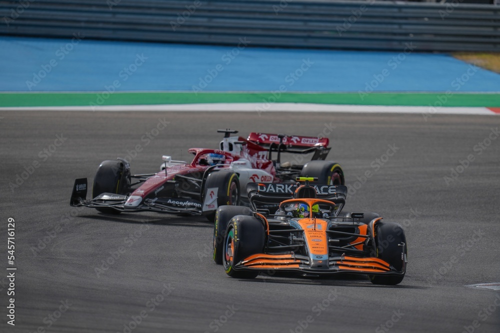 Race cars on the track during Formula 1 racing competition in Austin ...
