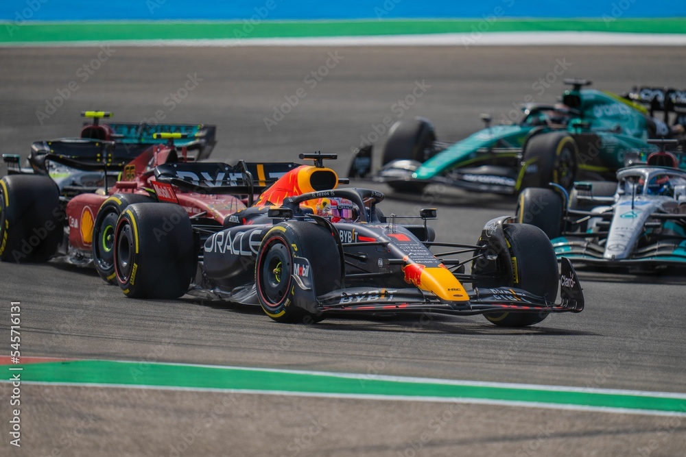 Race cars on the track during Formula 1 racing competition in Austin ...