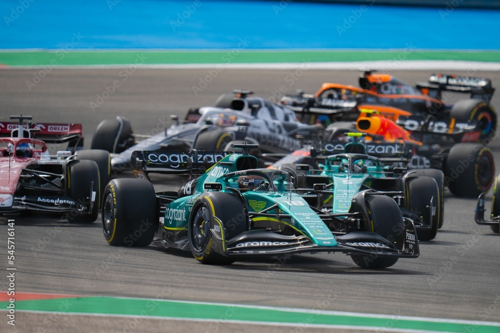 Race cars on the track during Formula 1 racing competition in Austin ...