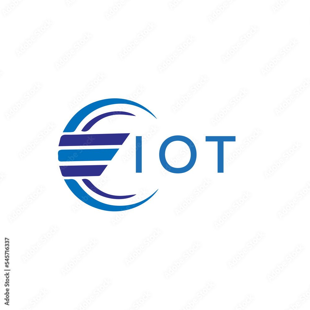 IOT letter logo. IOT blue image on white background. IOT vector logo ...