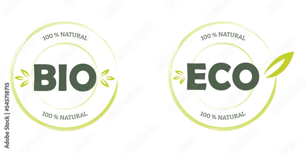 Eco, bio, organic and natural products sticker, label, badge and logo ...