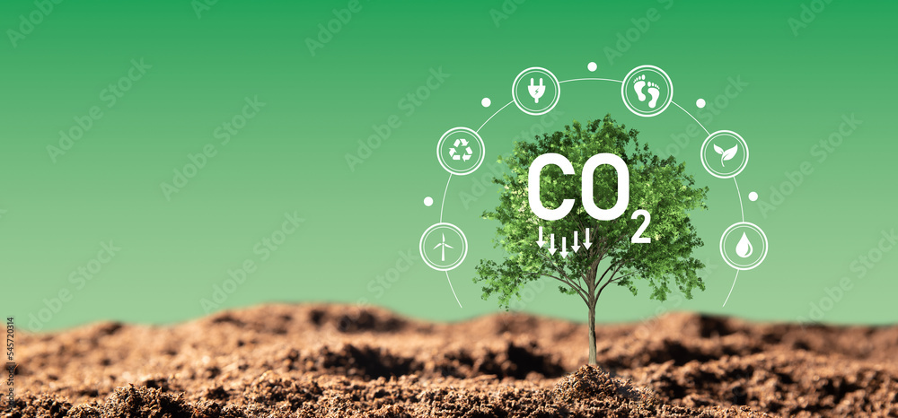 Carbon dioxide emissions, carbon footprint concept Stock Photo | Adobe ...