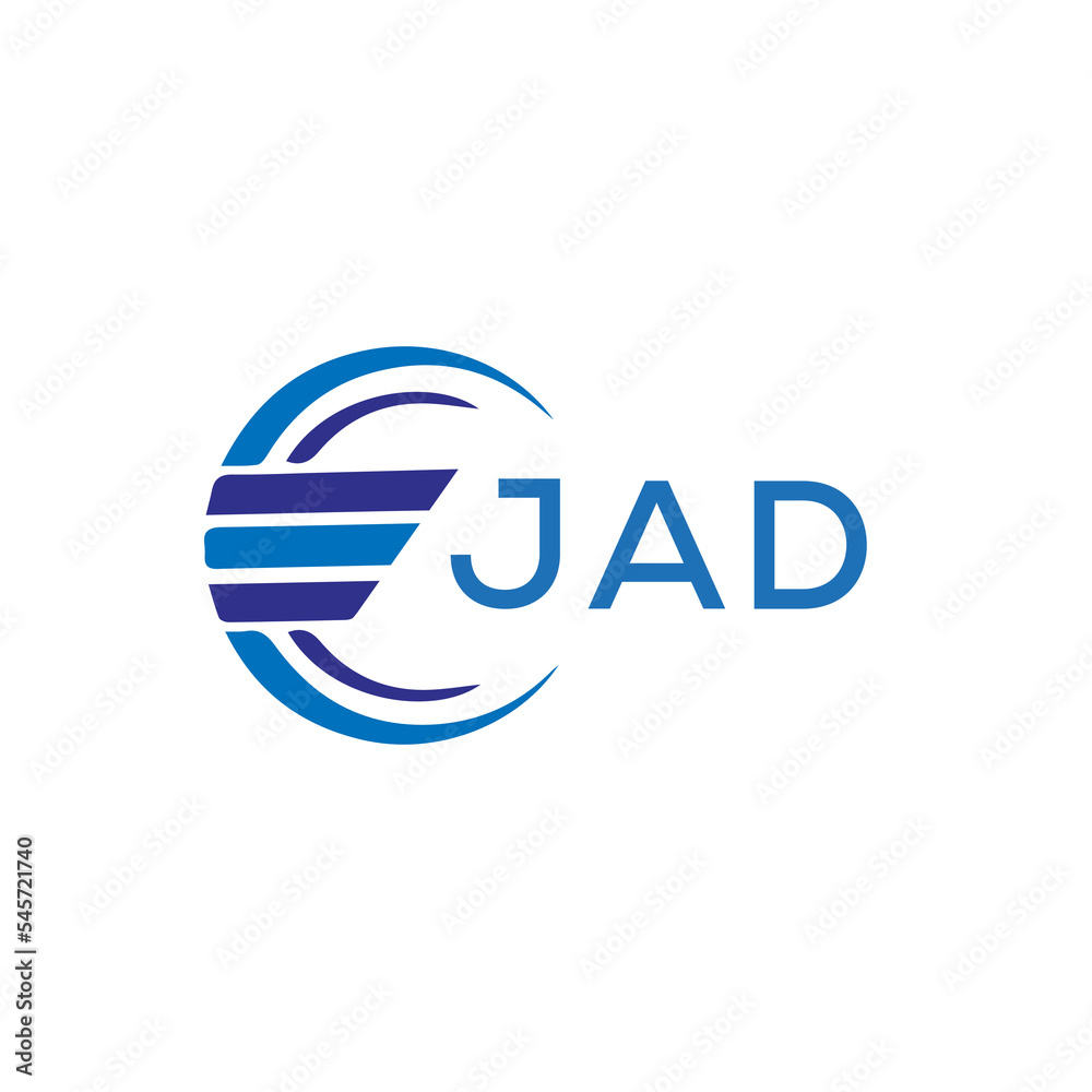 JAD letter logo. JAD blue image on white background. JAD vector logo ...