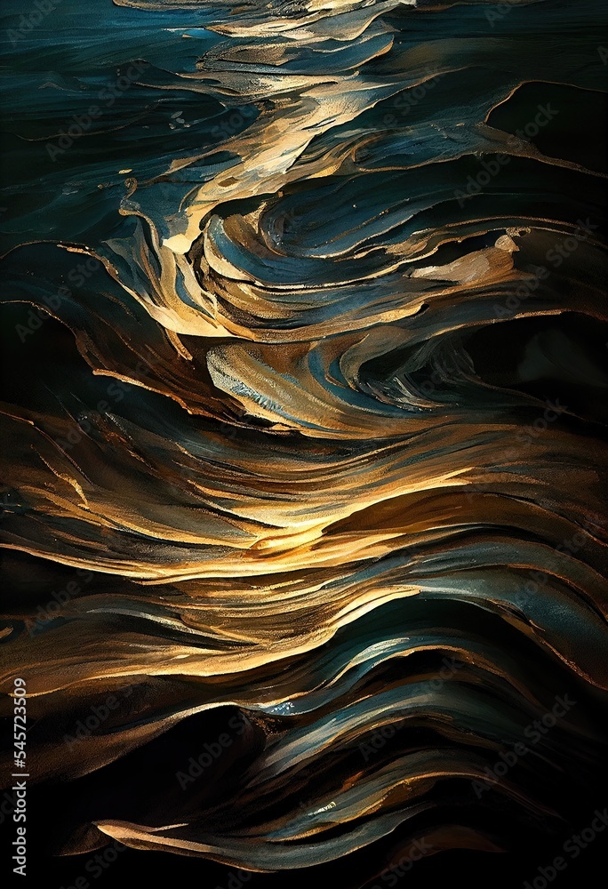 Sea dark night landscape. Moonlight reflected in the waves of the ocean ...