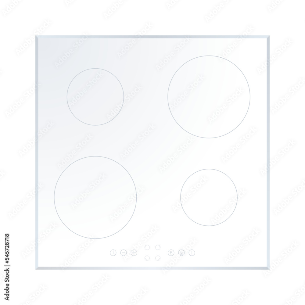 White electric stove induction cooktop with four power boost burners ...