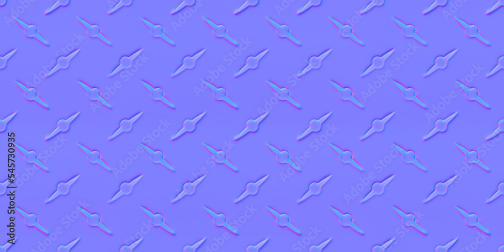Normal map of aluminum diamondplate industry seamless pattern. Bump ...