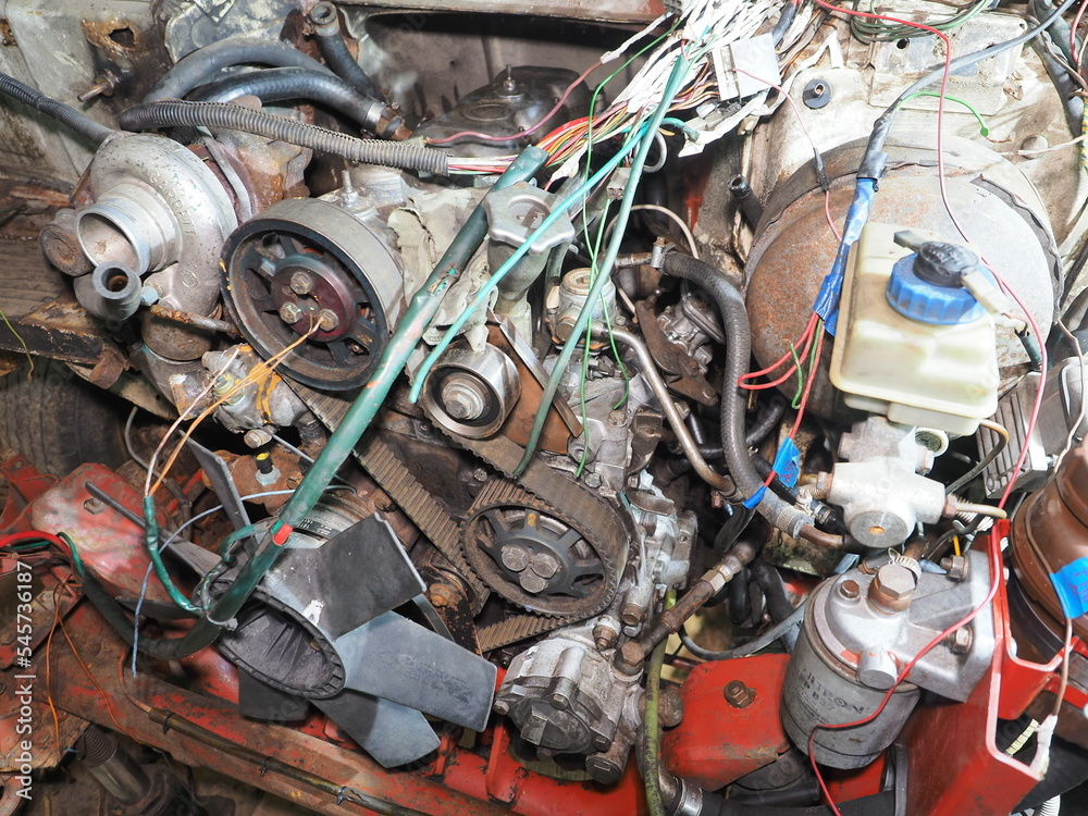 Iveco truck engine and equipment Stock Photo | Adobe Stock