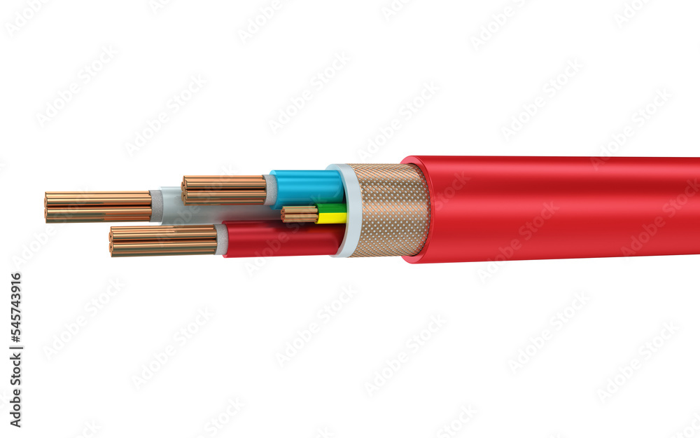 Electrical wire cables 3D render on transparent background for mockup ...
