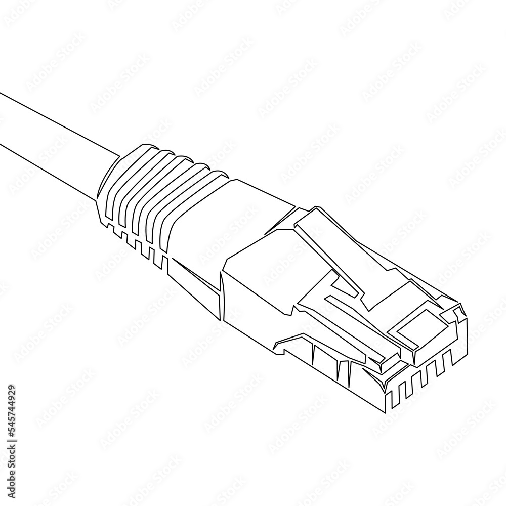 Continuous line drawing ethernet Internet cable patch cord icon vector ...