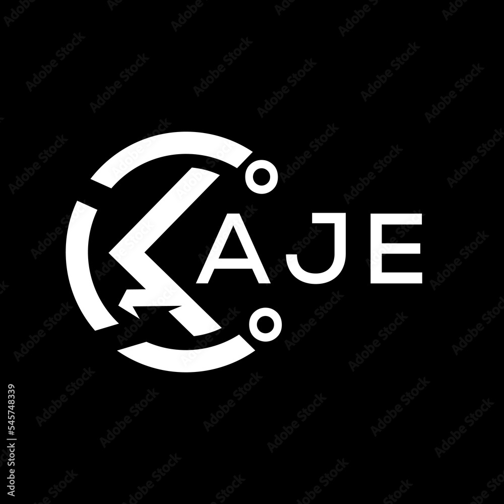 AJE letter logo. AJE black background and white letter. AJE technology ...