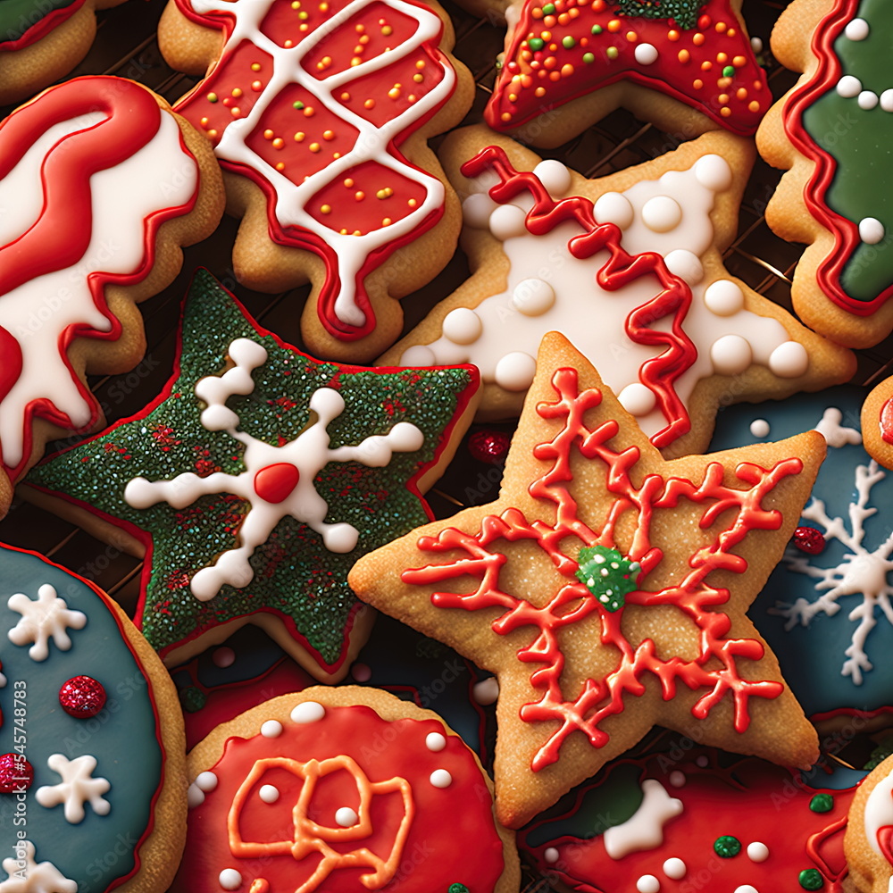 Chrismas cookies zoom shot with gingerbread and icing digital 3D ...